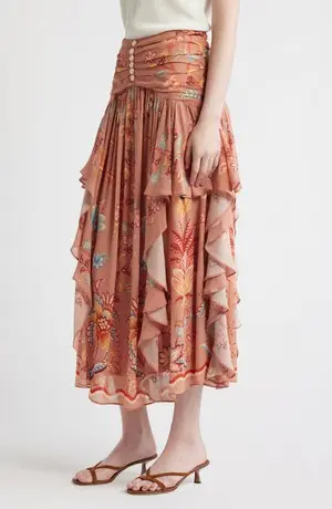 Farm Rio Ruffled Maxi Skirt