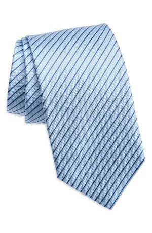 David Donahue Stripe Silk Tie - Sky