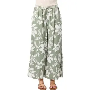 O'Neill Rosalie Floral Wide Leg Ankle Pants - Sea Spray