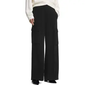 BOSS Tianamia Wide Leg Crepe Cargo Pants - Black