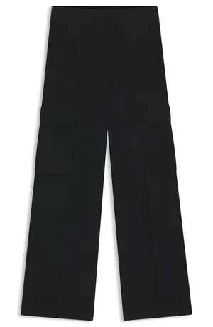 BOSS Wide-leg Crepe Cargo Pants - Black