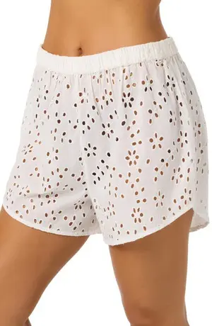 O'Neill Cotton Eyelet Cover-up Shorts - White