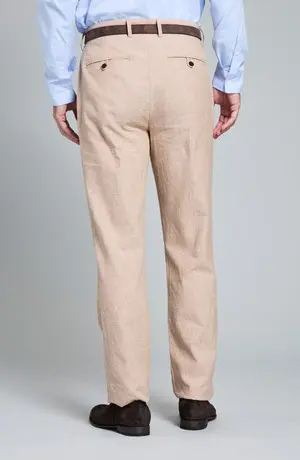 Billy Reid Flat Front Linen & Cotton Pants