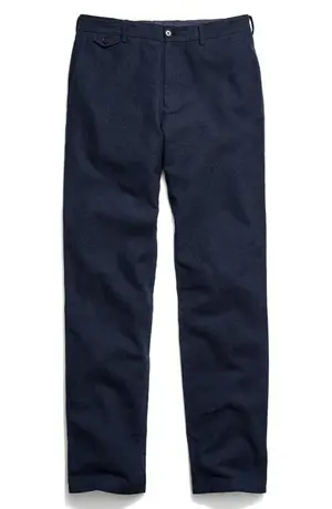 Billy Reid Flat-front Linen & Cotton Pants - Navy
