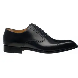 FERRINI Cap-toe Leather Lace-up - Black