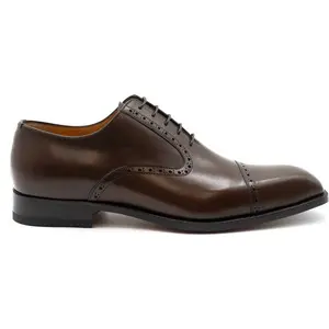 FERRINI Cap Toe French Calf Lace Up - Chocolate
