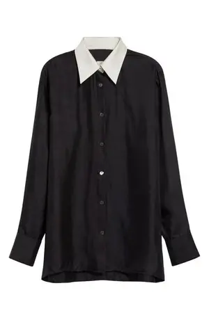 GIA STUDIOS Contrast Collar Button-up Shirt