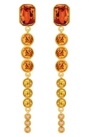 Oscar De La Renta Cascading Rhinestone Drop Earrings - Topaz
