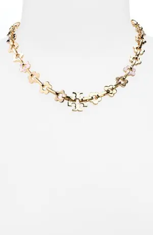 Tory Burch Forget Me Not Flower Chain Link Necklace