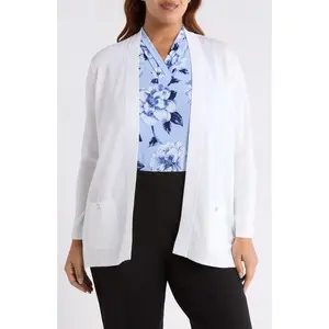 Anne Klein Malibu Open Front Cardigan Crisp White