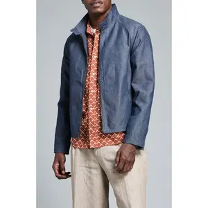 Billy Reid Waxed Denim Harrington Jacket - Indigo