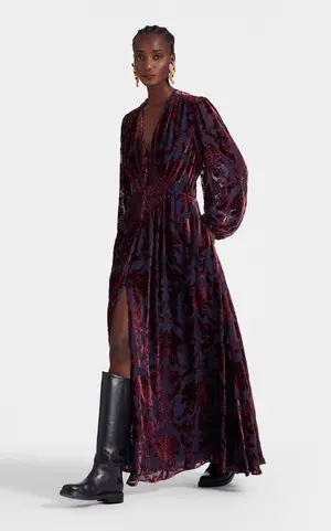 La DoubleJ Long Camerino Devoré Velvet Dress