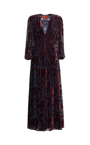 La DoubleJ Long Camerino Devoré Velvet Dress