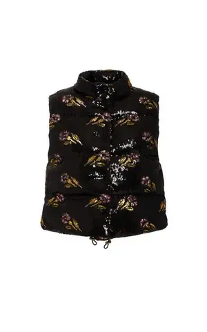 La DoubleJ Bonbon Puffer Vest - Mayfair Paillettes Black
