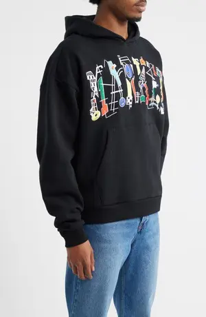 MARKET Work Of Arc Cotton Graphic Hoodie - Black