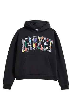 MARKET Work Of Arc Cotton Graphic Hoodie - Black