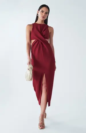 BWLDR Newark Midi Dress - Burgundy