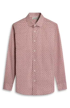 Bugatchi Axel Shaped Fit Mosaic Print Stretch Cotton Button-up Shirt - Sienna