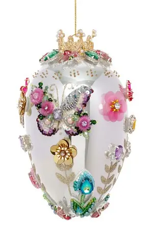 MARK ROBERTS Faberge Jewel Egg Ornament, Blue - Light Blue