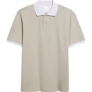Eleventy Contrast Trim Cotton Piqué Polo - Sage/light Gray
