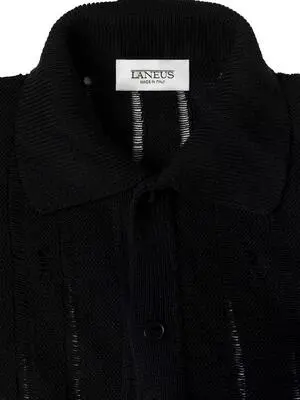 LANEUS Knitted Polo Collar Cardigan