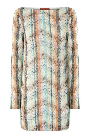 Missoni Viscose Lamé Blend Mini Dress With Multi-technique Knit