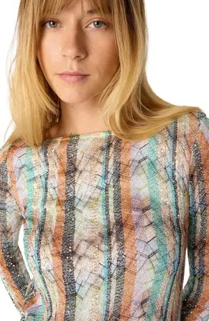Missoni Viscose Lamé Blend Mini Dress With Multi-technique Knit