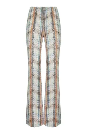 Missoni Flared Trousers In Viscose Lamé Blend With Multi-technique Knit And Sequins - Multicoloured