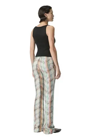 Missoni Flared Trousers In Viscose Lamé Blend With Multi-technique Knit And Sequins - Multicoloured