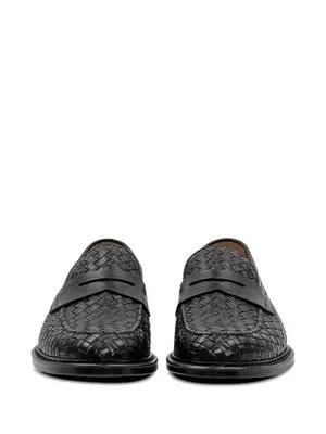 DOUCAL'S Woven Penny Loafers - Black