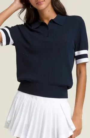Wilson Essex Mesh Stitch Polo Sweater - Classic Navy