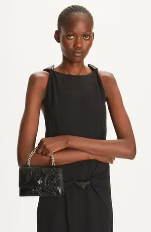 Tory Burch Kira Distressed Mini Top Handle Wallet On A Chain