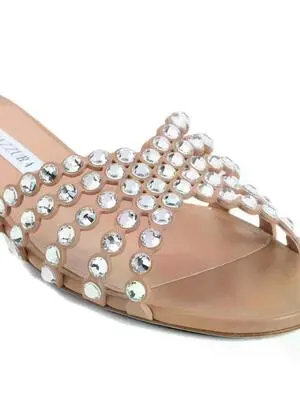 AQUAZZURA Tequila Crystal Embellished Sandals - Neutrals