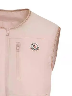Moncler Gilet With Logo Patch - Pink