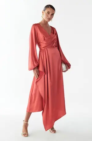 WILLA Philipa Midi Dress - Vermilion