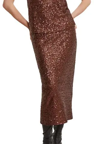 OTTOD'AME Longuette Skirt With Sequins - Bronze