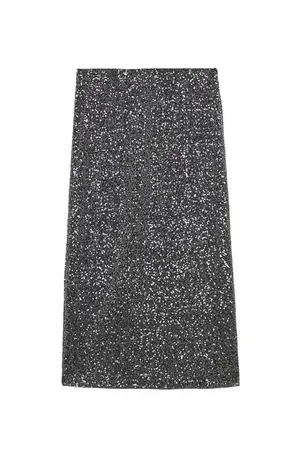 OTTOD'AME Longuette Sequined Skirt - Metallic Silver