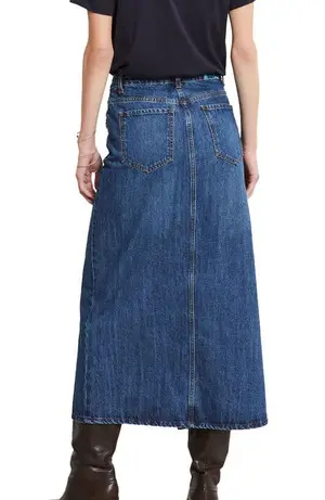 OTTOD'AME Denim Midi Skirt With Jewel Embellishments