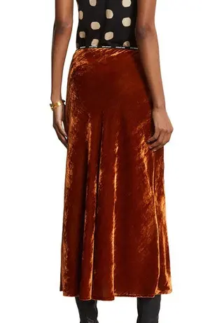 OTTOD'AME Velvet Midi Skirt - Brown