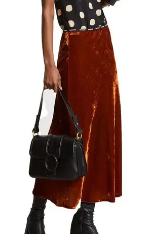 OTTOD'AME Velvet Midi Skirt