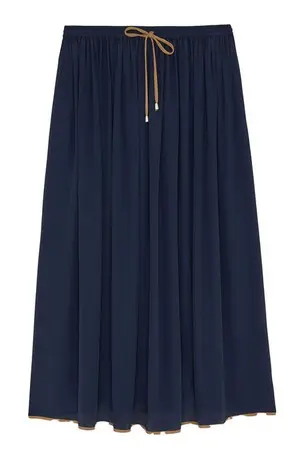 OTTOD'AME Printed Viscose Wide-leg Trousers - Blue