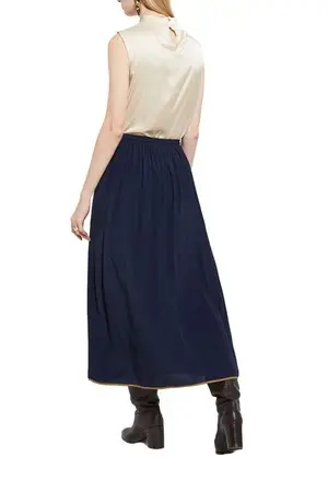 OTTOD'AME Printed Viscose Wide-leg Trousers - Blue