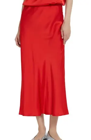 OTTOD'AME Viscose Fluid Maxi Skirt - Red