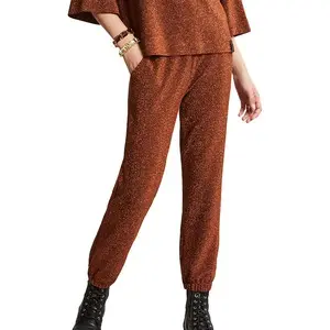 OTTOD'AME Viscose Trousers With Lurex - Metallic Rust
