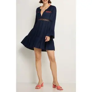 LASCANA Flowy Flared Sleeve Dress - Navy