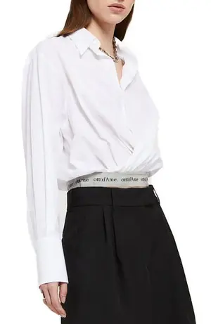 OTTOD'AME Poplin Criss-cross Neckline Shirt