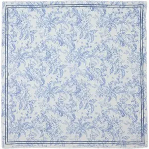 Maje Floral Print Wool Blend Shawl - White/blue