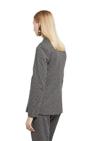 OTTOD'AME Printed Double Breasted Blazer - Night