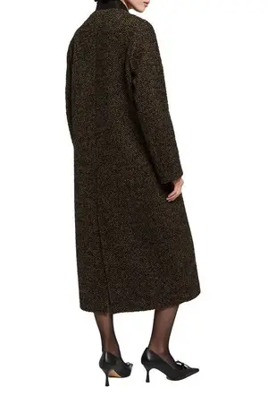 OTTOD'AME Tweed Double-breasted Coat - Brown