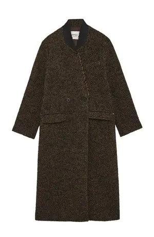OTTOD'AME Tweed Double-breasted Coat - Brown